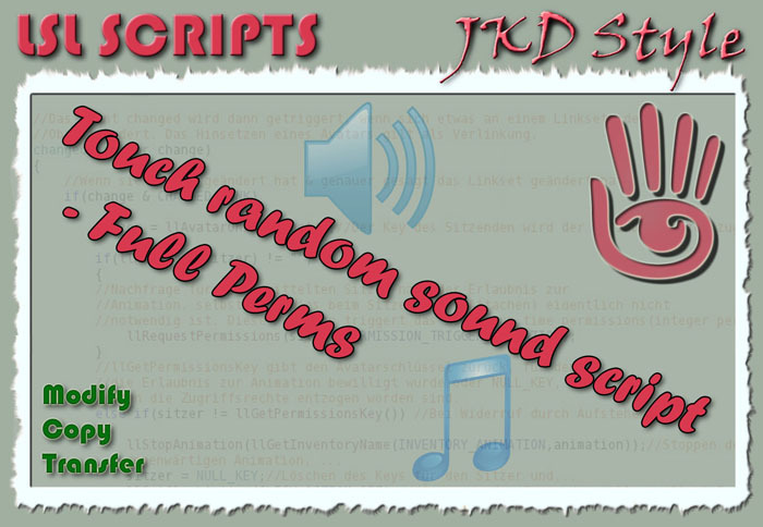 Second Life Marketplace Touch Random Sound Scripts Full Perms Script