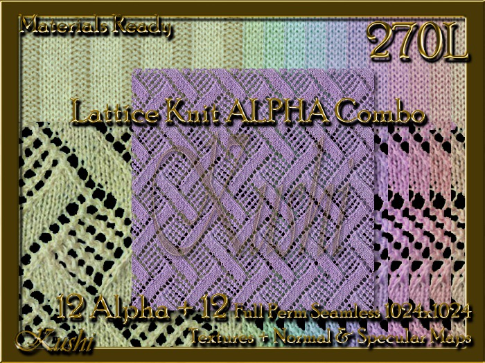 Second Life Marketplace - Lattice Knit Alpha Combo Seamless Textures ...