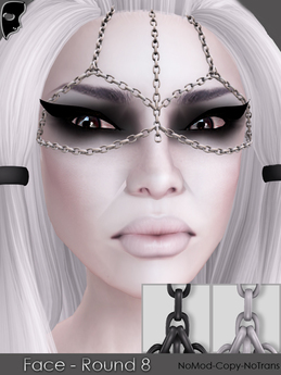 Second Life Marketplace - :(SH): Face Chain Round 8 - Black / Silver mesh