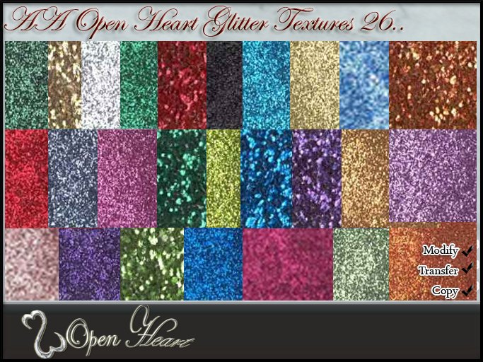 Second Life Marketplace - * Open Heart ~ Glitter Textures Pack