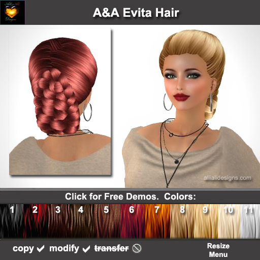 Second Life Marketplace - A&A Evita Hair 11 Colors Variety Pack ...