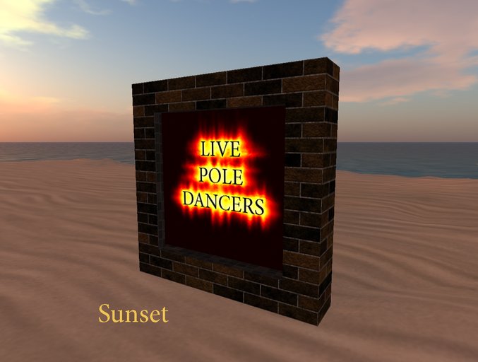Second Life Marketplace - blueFox - Live Pole Dancers Brick Business Sign
