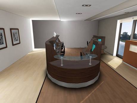 Second Life Marketplace - Office/Reception Multi Station Wooden Desk - Dark