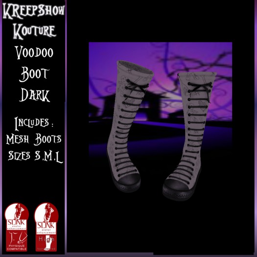 Second Life Marketplace - .:KK:. (Add Me) Voodoo Boots (Dark)