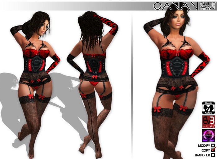 Second Life Marketplace Canan Sexy Underwear Outfit Red Applier