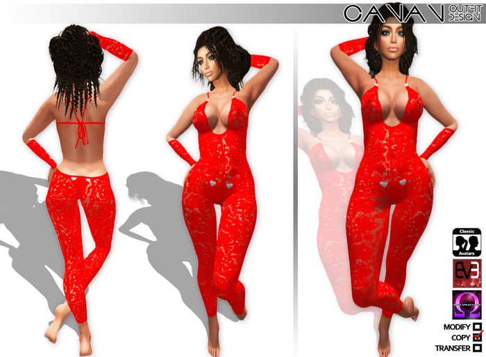 Second Life Marketplace Canan Sexy Lace Red Outfit Applier Hud
