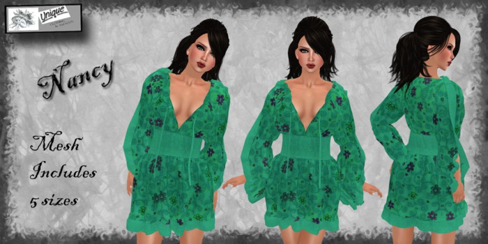 Second Life Marketplace - Unique Clothing-Nancy-Flower-Teal