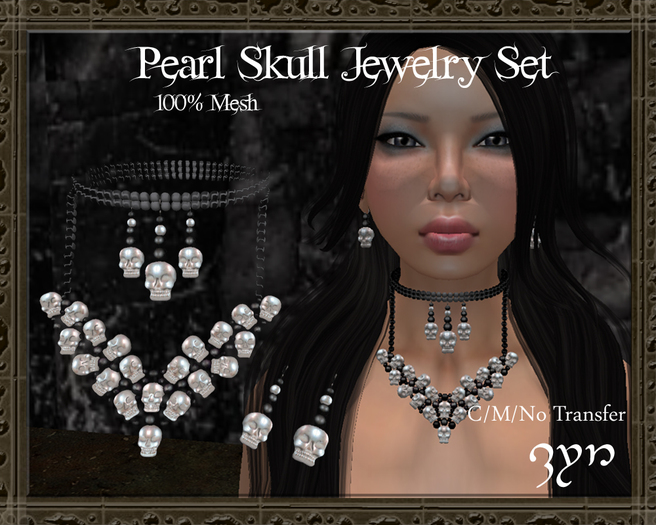 Second Life Marketplace - Zyn ~ Pearl Skull Choker Set