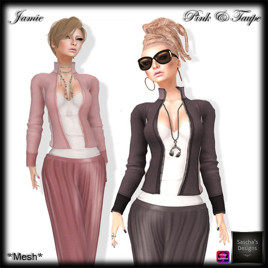 Second Life Marketplace - SAS - Jamie Pink & Taupe Outfit (Mesh)