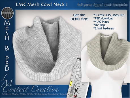 Second Life Marketplace - DEMO - LMC Mesh Templates - Cowl Neck I ...