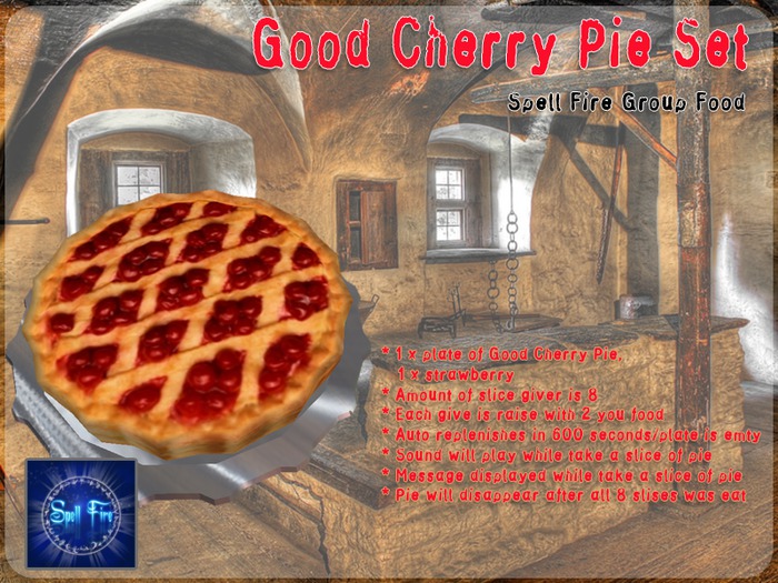 Second Life Marketplace - Low Prims SF Food - Good Cherry Pie by DeMar Juran Art