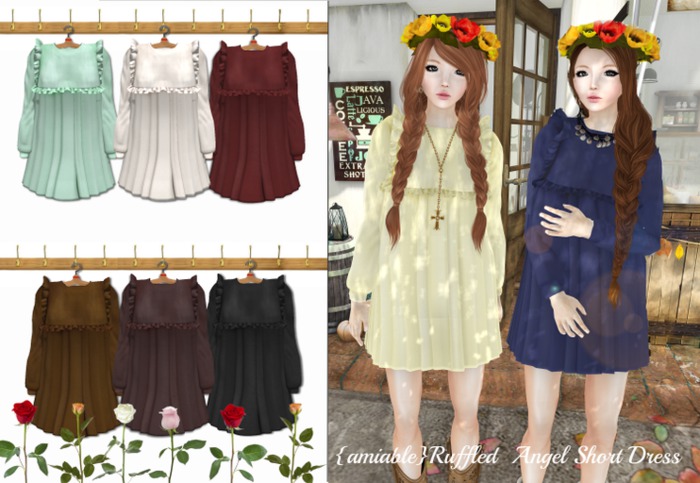 Second Life Marketplace - {amiable}Mesh Ruffled Angel Short Dress(FAT PACK)