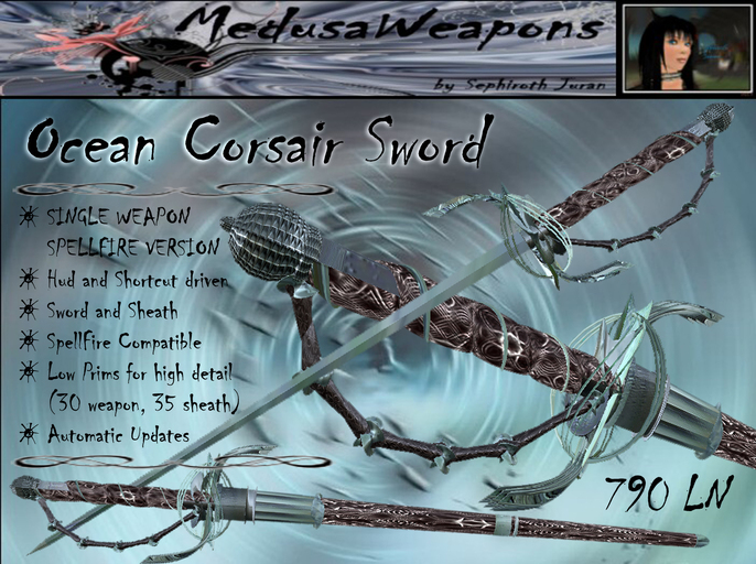 Second Life Marketplace - ~ Medusa Weapons ~ Ocean Corsair Single Sword ...