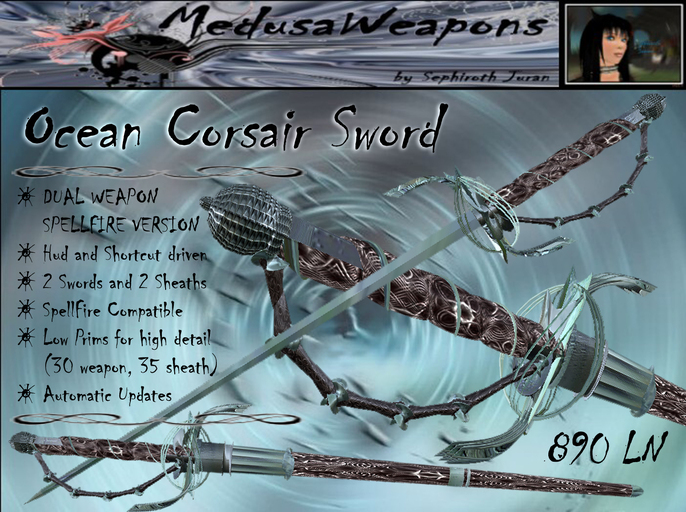 Second Life Marketplace - ~ Medusa Weapons ~ Ocean Corsair Dual Sword ...