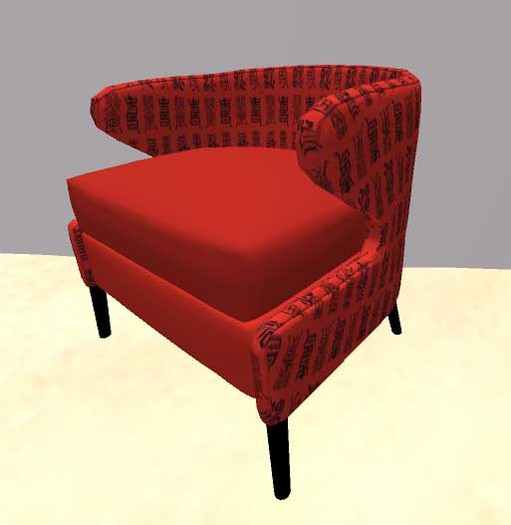 Second Life Marketplace - Oriental Asian Style Red Chair Armchair with ...