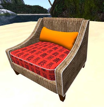 Second Life Marketplace - Wicker Chair with oriental fabric and lovely ...