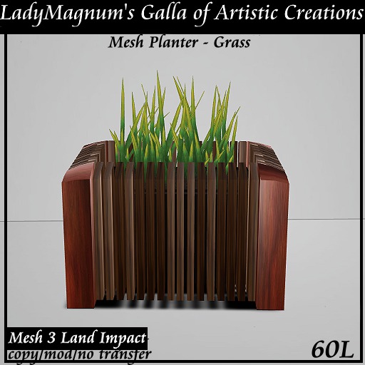 Second Life Marketplace - LadyM's Mesh Planter - Grass 1