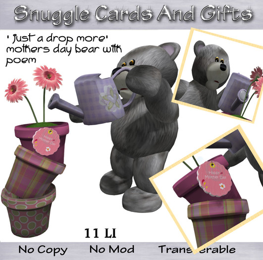 Second Life Marketplace - ' Just a drop more' Mothers Day bear with poem
