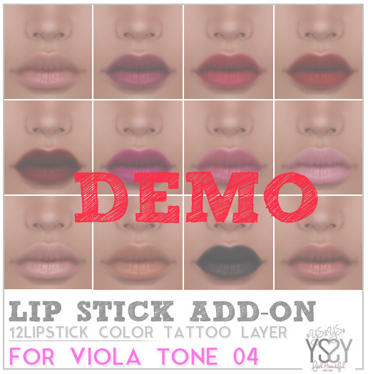 Second Life Marketplace - DEMO *YS&YS* Lipstick Addon for Viola Skin ...