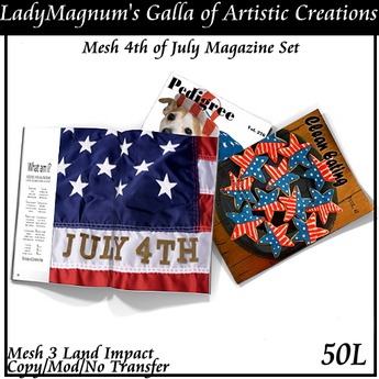 Second Life Marketplace - LadyM's Mesh 4th of July Magazines Set No 15