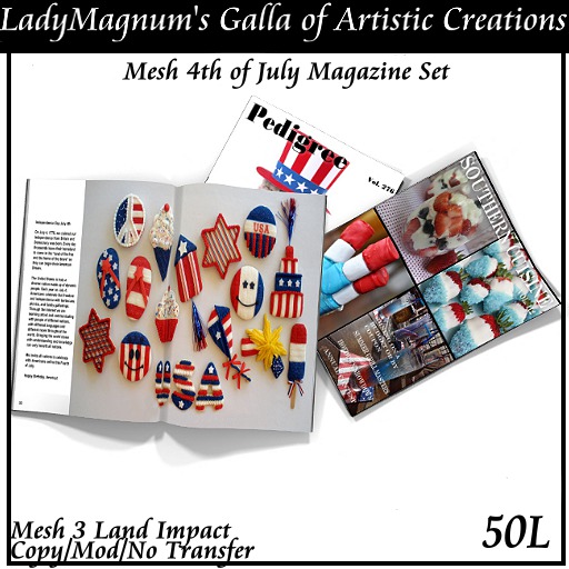 Second Life Marketplace - LadyM's Mesh 4th of July Magazines Set No 6
