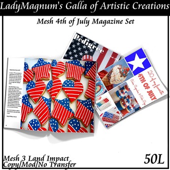 Second Life Marketplace - LadyM's Mesh 4th of July Magazines Set No 1