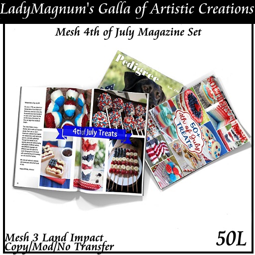 Second Life Marketplace - LadyM's Mesh 4th of July Magazines Set No 29