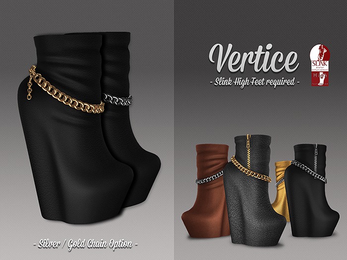 Second Life Marketplace - [ Vertice ] Black Leather - Chained Ankle ...