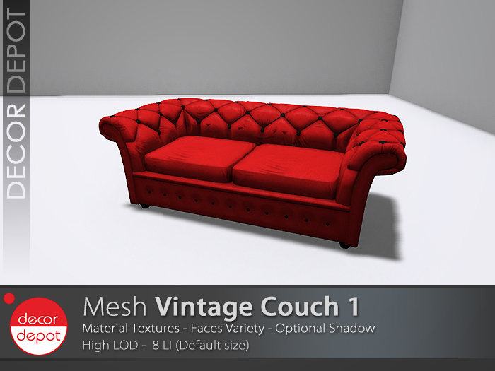 Second Life Marketplace - [DD] - FULL PERM Vintage Couch 1