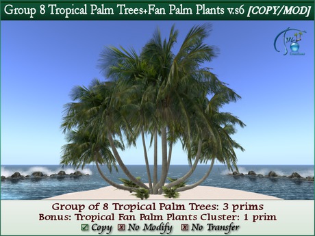 Second Life Marketplace - Palm Trees Group 8 & Tropical Fan Palm Plants ...