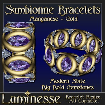 Second Life Marketplace - SYMBIONNE Manganese Gold Bracelets - Purple Grey