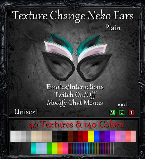 Second Life Marketplace - Psychotic Neko Ears Texture Change - Plain ...