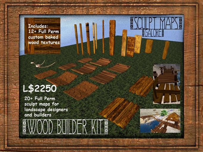 Second Life Marketplace - Sculpted wood builder set full perm sculpt ...