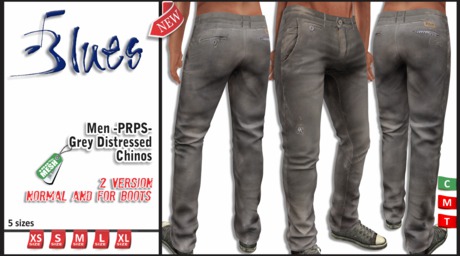 Second Life Marketplace - [BLUES]Mens -PRPS- Grey Distressed - Chinos ...