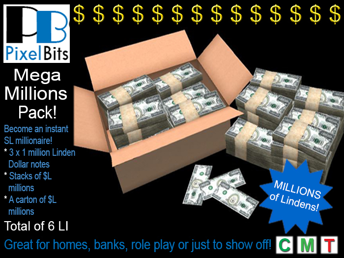 Second Life Marketplace - Mega Millions pack! Show me da Lindens!