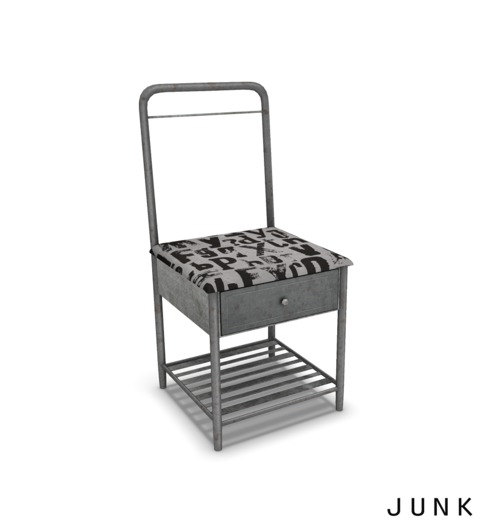 Second Life Marketplace - junk. metal drawer chair. letters.