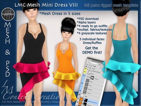 Second Life Marketplace - LMC Mesh Templates - Mini Dress VIII - fully ...