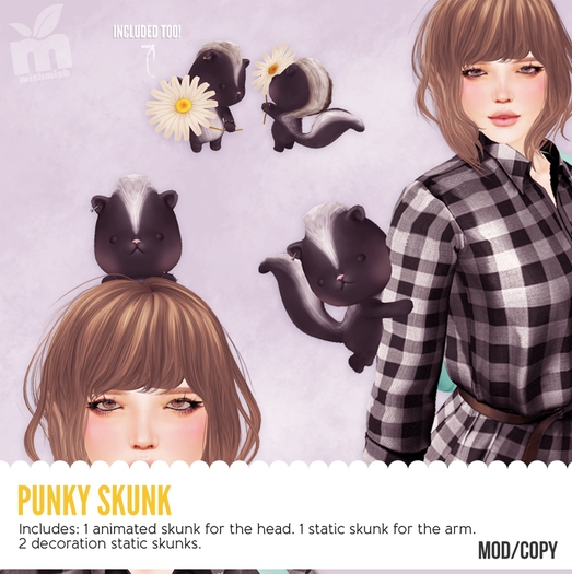 Second Life Marketplace - MishMish - Punky Skunk - Original (WHITE HAIR ...