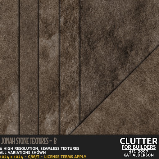 Second Life Marketplace - CLUTTER - Jonah Stone Textures - B - 6PK