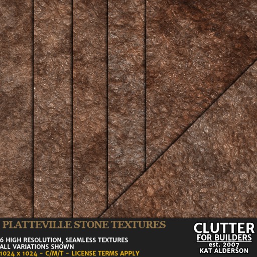 Second Life Marketplace - CLUTTER - Platteville Stone Textures - 6PK