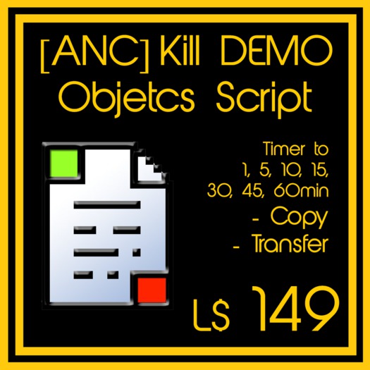 Second Life Marketplace - [ANC] KILL DEMOS Scripts (WEAR)