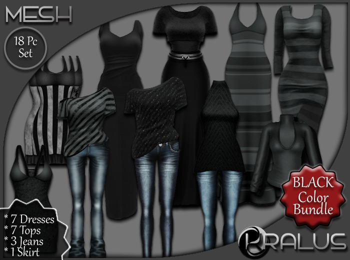 Second Life Marketplace - ::KRALUS:: Mesh : Color Bundle : Black (You ...