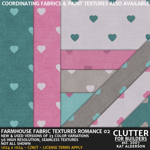Second Life Marketplace - CLUTTER - Farmhouse Fabric Textures Romance ...