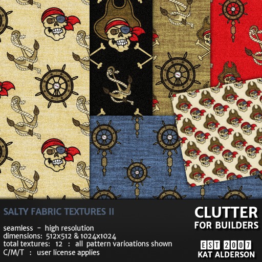 Second Life Marketplace - CLUTTER - SALTY FABRIC TEXTURES II 12-pk