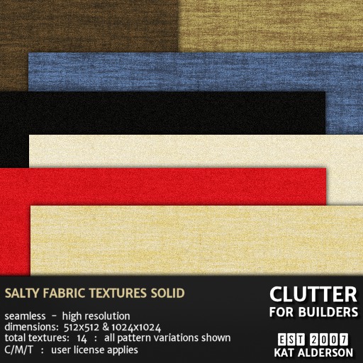 Second Life Marketplace - CLUTTER - SALTY FABRIC TEXTURES SOLID 14-pk