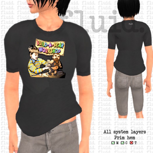 Second Life Marketplace - .fluid. Build-a-Bear crop top gay t-shirt