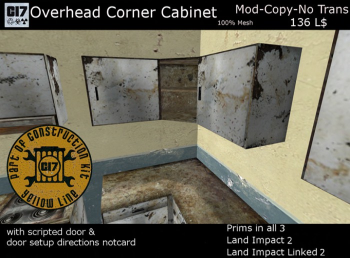 Second Life Marketplace - C17: Overhead Corner Cabinet ( dirty & wasted )