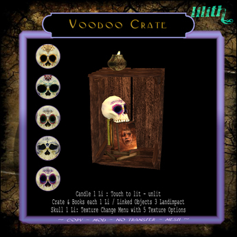 Second Life Marketplace - LD Voodoo Crate w. Books, Skull, Candle ...