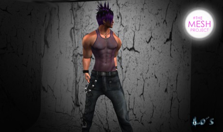 Second Life Marketplace - Lo's Male Net Tank Top Dark Blue TMP