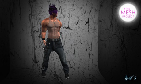 Second Life Marketplace - Lo's Male Net Tank Top Grey TMP